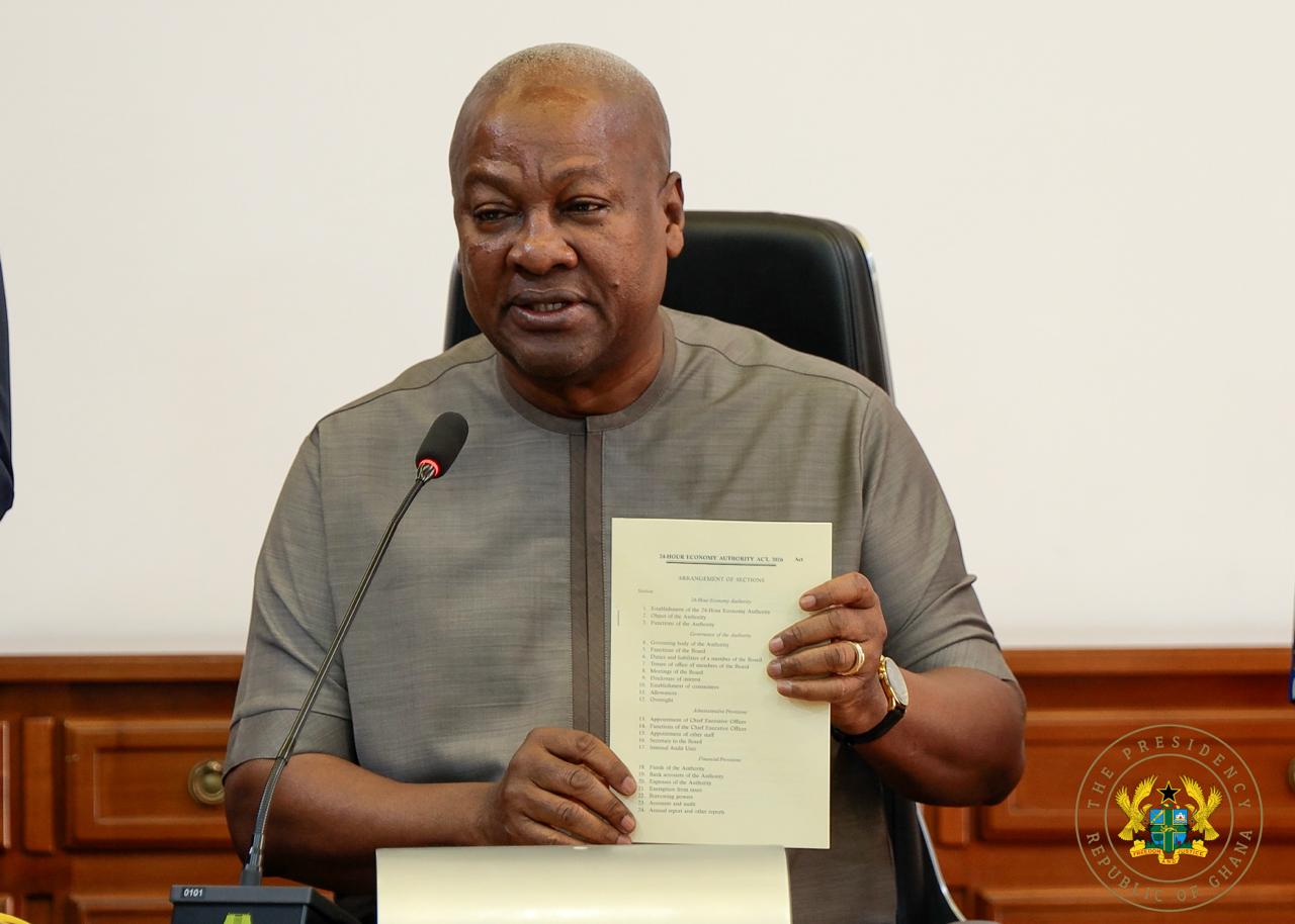 Mahama assents to 24-Hour Economy Authority Bill
